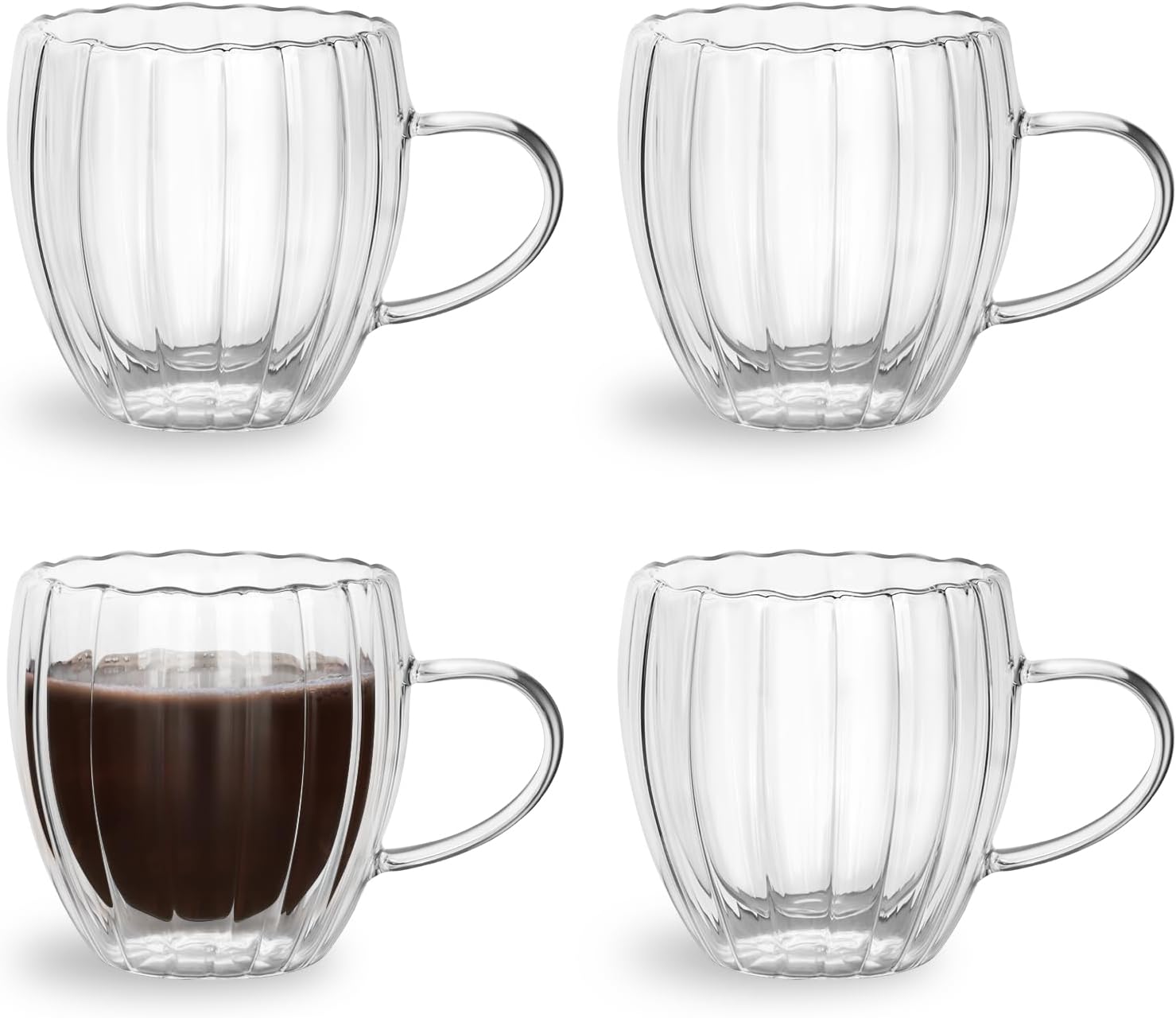 Amazon.com | Top-spring Double Wall Glass Coffee Mugs, 8.5oz Clear ...