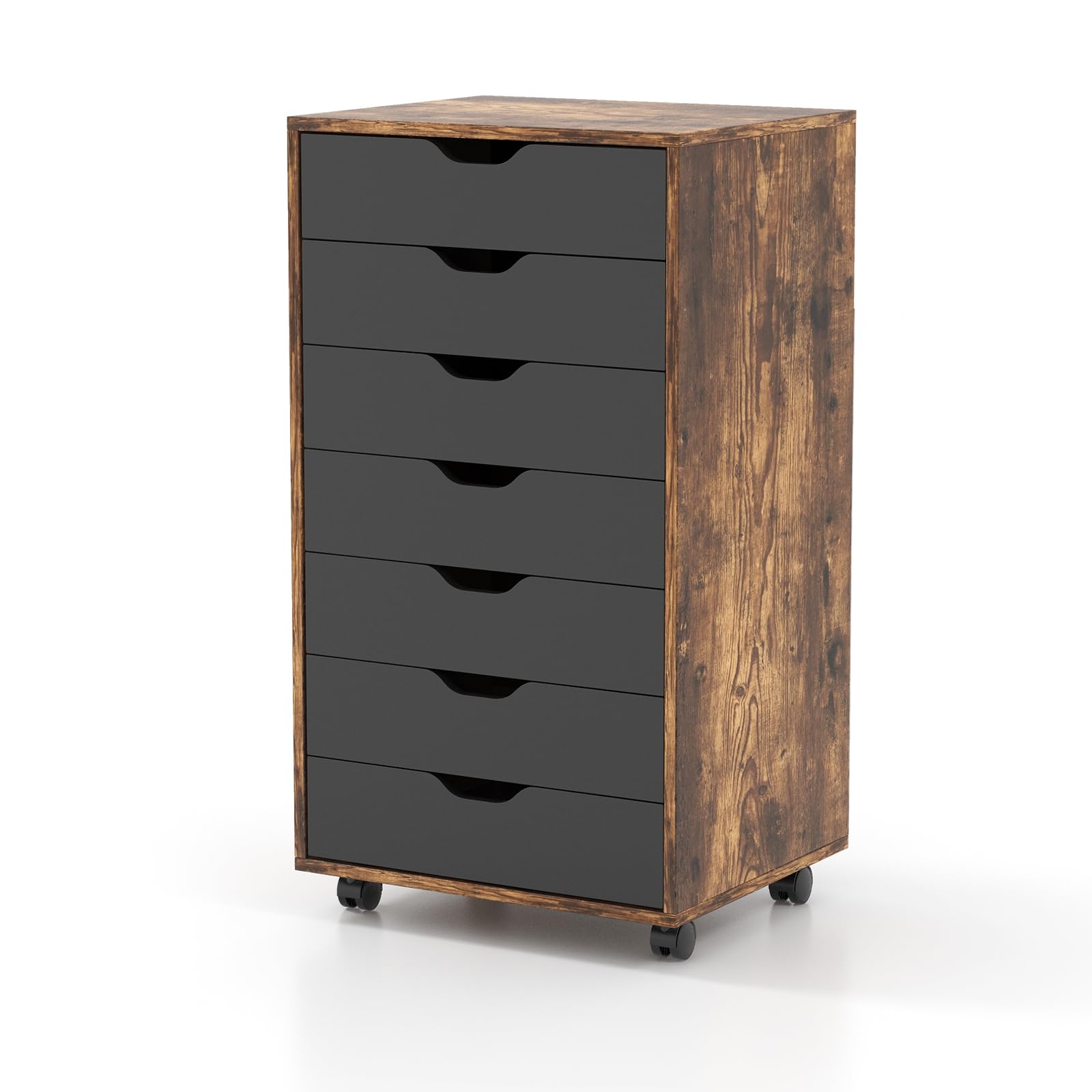 COSTWAY Mobile File Cabinet, 7 Drawers Lateral Stationery Storage ...