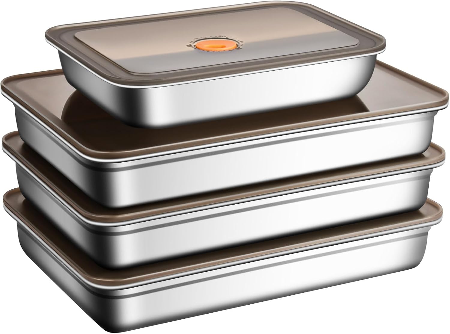 Amazon.com: Stainless Steel Containers with Lids, 4 Piece Set Meal Prep ...