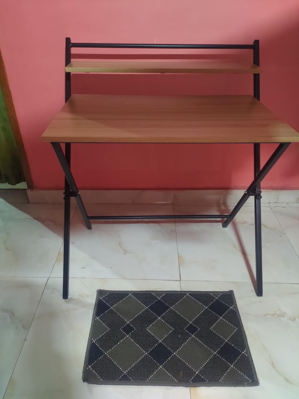 Pridiyos Folding Study/Office Table with Book Shelf Light Wooden : Amazon.in: Home & Kitchen