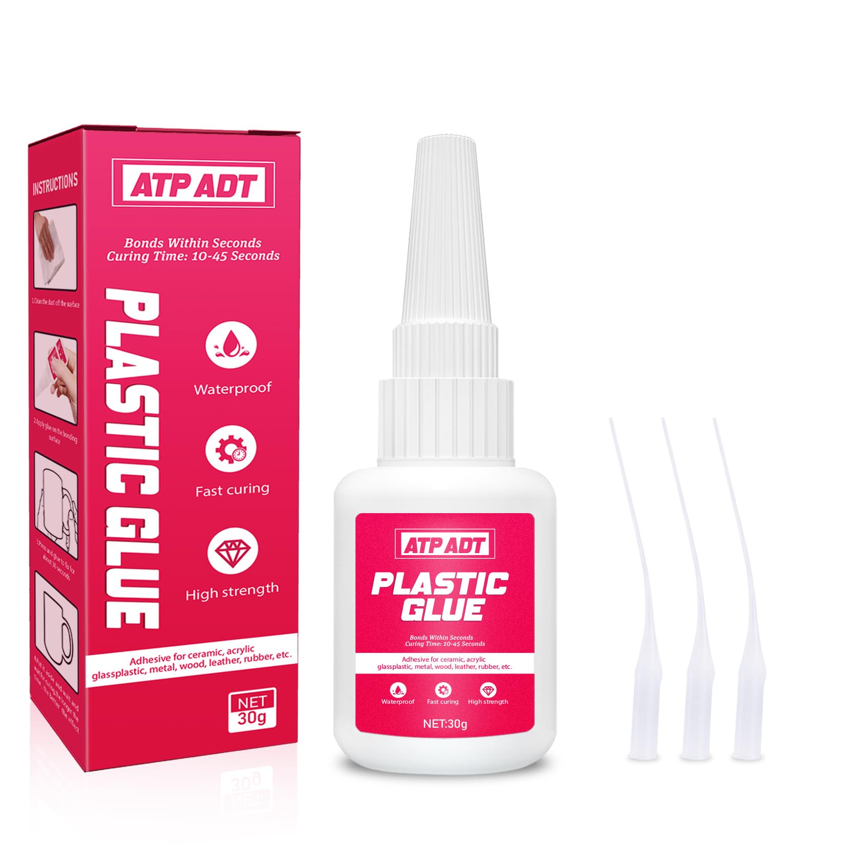 Colle Plastique, 30g Super Colle pour Plastique, Adhésif Fort et Rapide ...