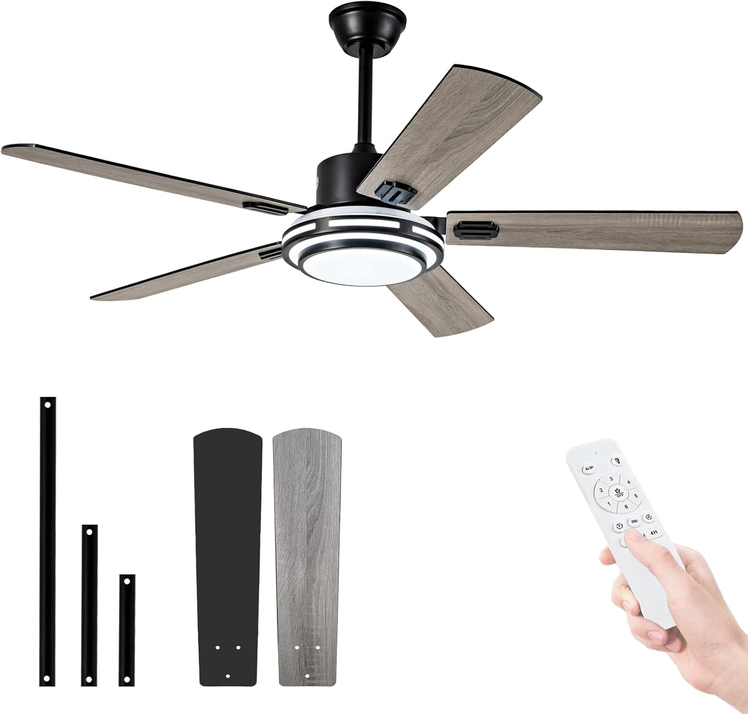 Amazon.com: UOJ 52” Ceiling Fans with Lights and Remote Control,Modern ...