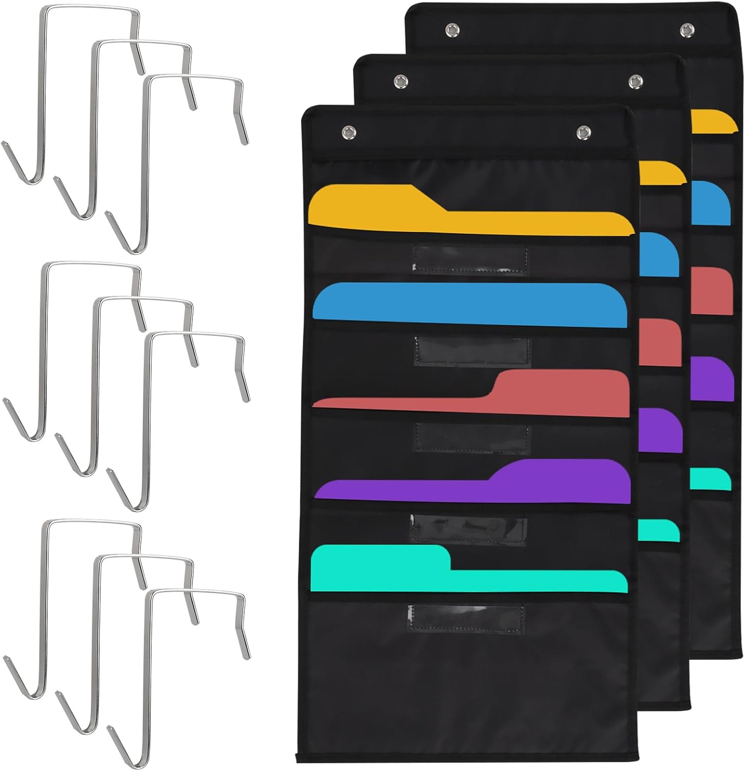Amazon.com : LANIAKEA 3PCS Hanging Wall File Organizer, 15 Pocket Black ...