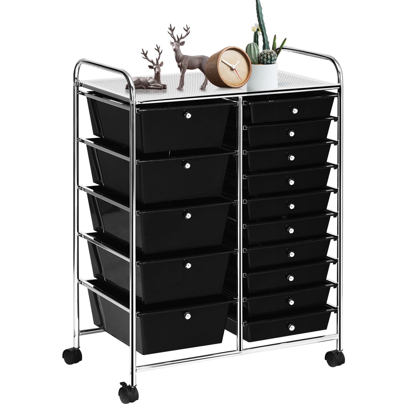 SILKYDRY 15 Drawers Rolling Storage Cart, Craft Cart Organizer with ...