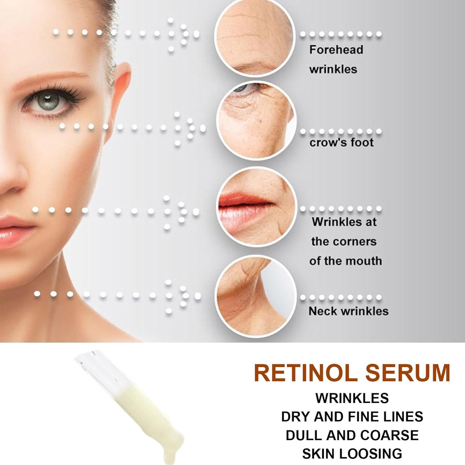 Suero de retinol para cara con ácido hialurónico, vitamina E antienvejecimiento y suero facial ...