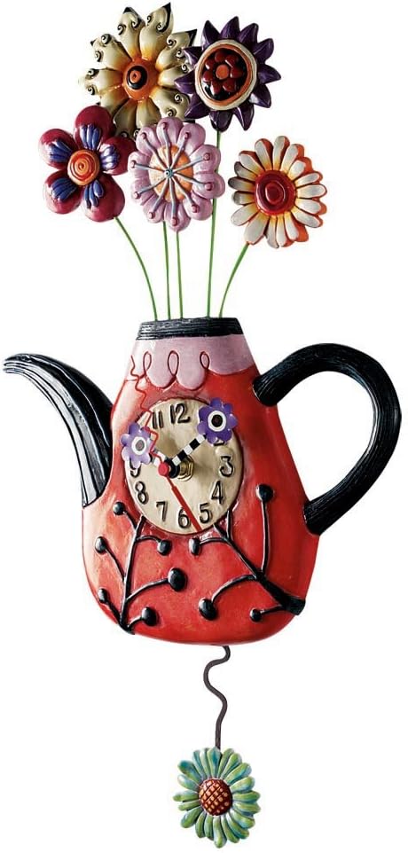 Amazon.de: Enesco P9014 Allen Designs Wanduhr mit Pendel Flower Tea