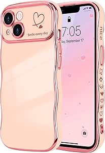 Amazon.com: LCHULLE for iPhone 14 Plus Case for Women Girls, Cute Wave Frame Curly Shape with ...