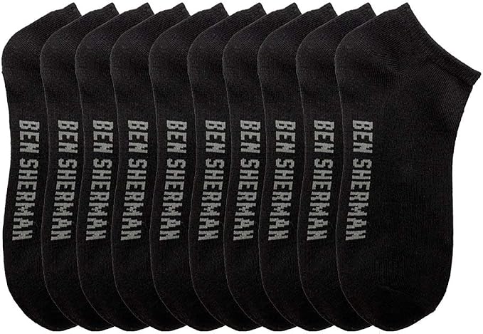 Amazon.com: Ben Sherman Mens 10 Pairs Ankle Low Cut Solid Running Socks ...