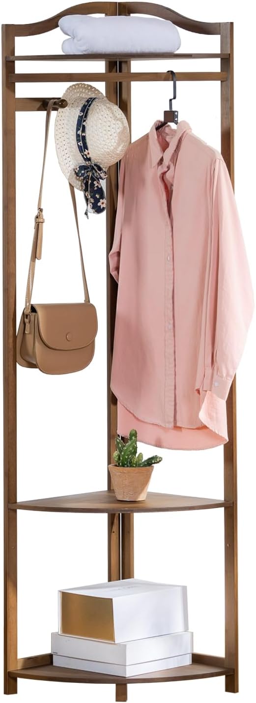 Amazon.com: Suwoic Corner Coat Rack, Clothes Rack Garment Racks with 4 ...