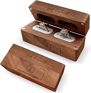 Amazon.com: muchly Wooden 2 Ring box,Wedding ring box,Solid Wood ...