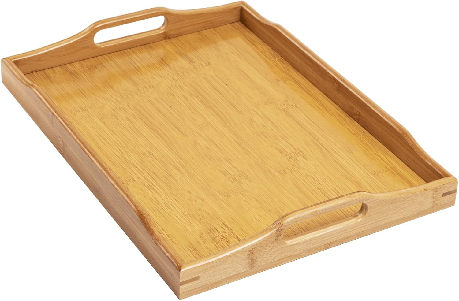 Large Wooden Serving Tray With Handles, Rectangular Bamboo Food Trays ...