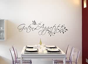 Grandora Wandtattoo Guten Appetit + Schmetterling I gelb (BxH) 90 x 29 ...