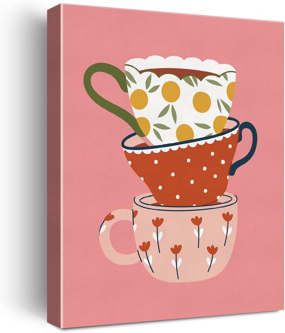 Amazon.com: NISTOMISU Boho Stacked Tea Cups Canvas Prints Wall Decor ...
