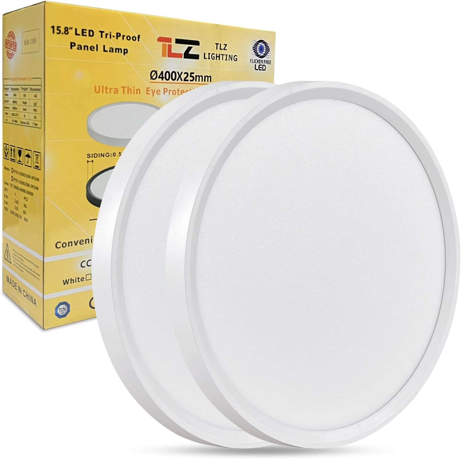 2PK 15.8 Inch LED Flush Mount Ceiling Light, 32W, 3480LM, 3000K/4000K ...