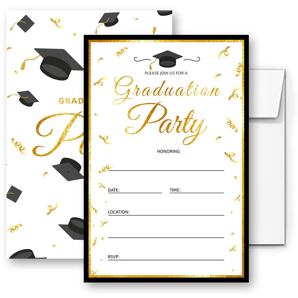 Amazon.com : LoaHak Graduation invitations blue with envelopes Grad ...