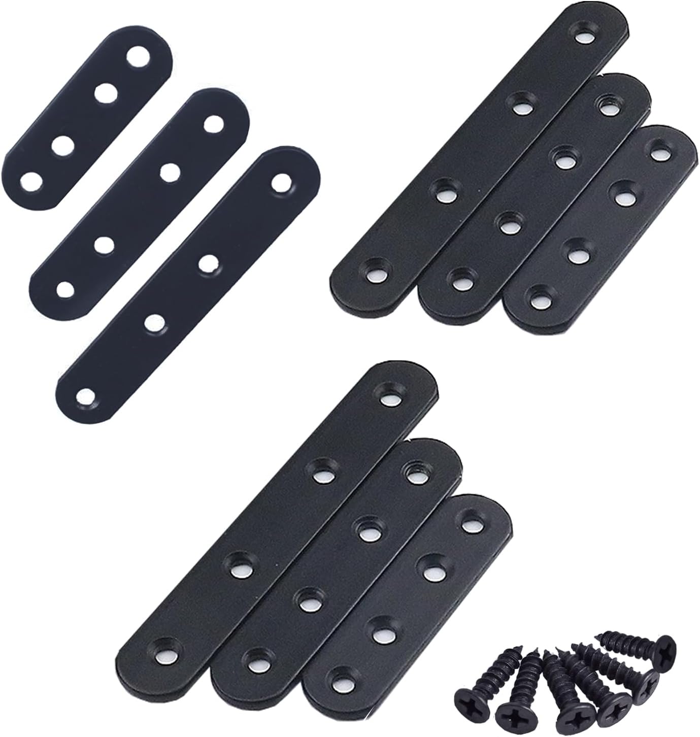 Ymaiss 200Pcs 3 Sizes Flat Straight Brace Bracket Metal Joining Plates ...
