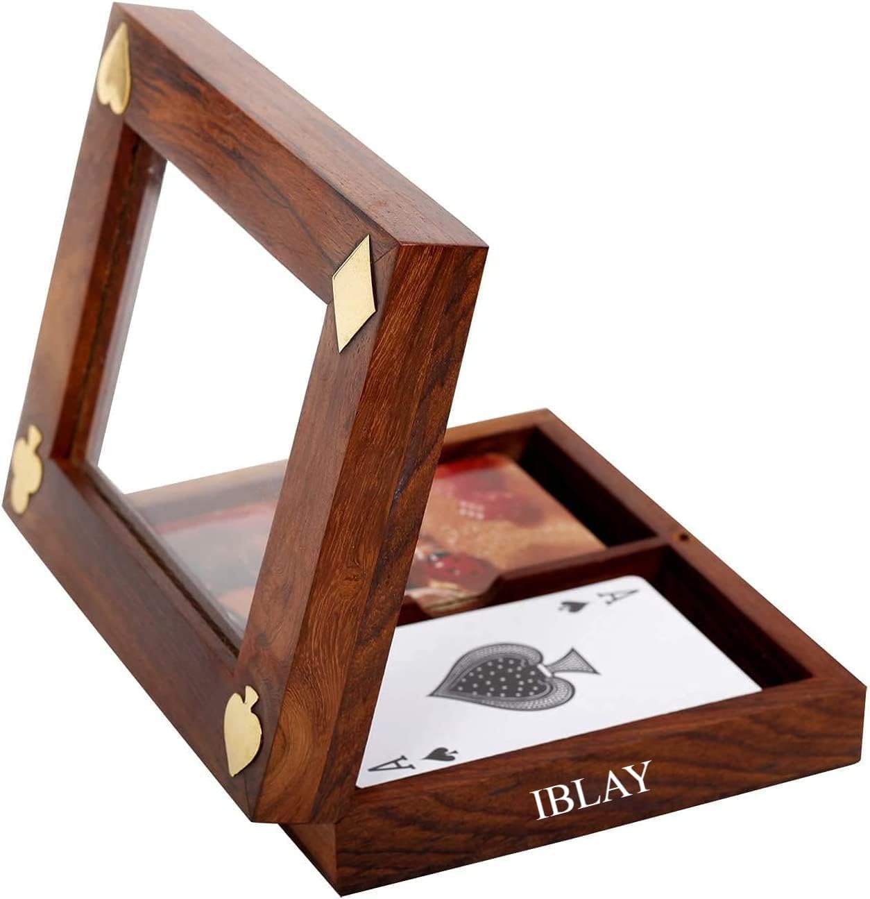 Amazon.com: IBLAY Handmade Wooden Playing Card Holder Box -See Through ...