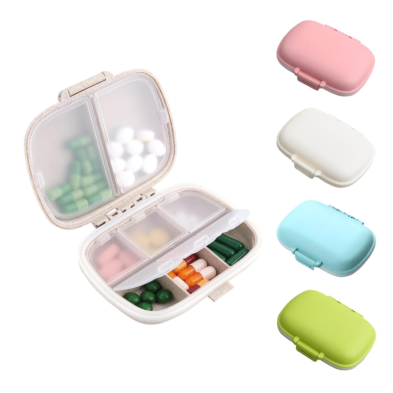 Pill Organizer 1 Pack,Shunshi Daily Small Pill Box Case Container,8 ...