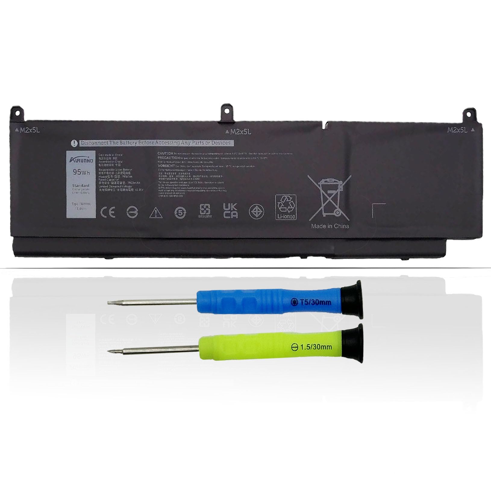 Amazon.com: AURUNHO PKWVM 95Wh Laptop Battery Replacement for Dell ...