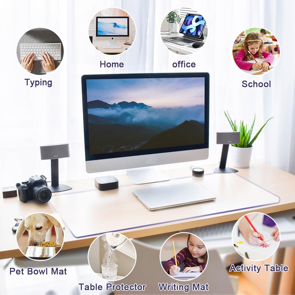 Snapklik.com : 16x32 Inch Clear PVC Office Writing Desk Pad Blotter Mat ...