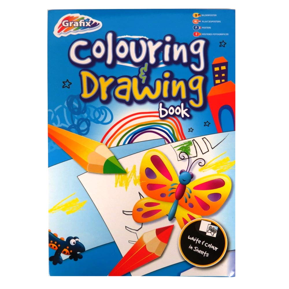 Grafix 2 in 1 A4 Colouring and Drawing Pad - 60 Sheets - 36 White and ...