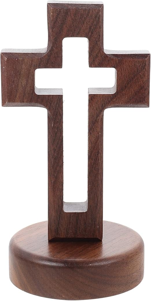 Amazon.com: Veemoon Wooden Standing Cross Christian Cross Table Decor ...