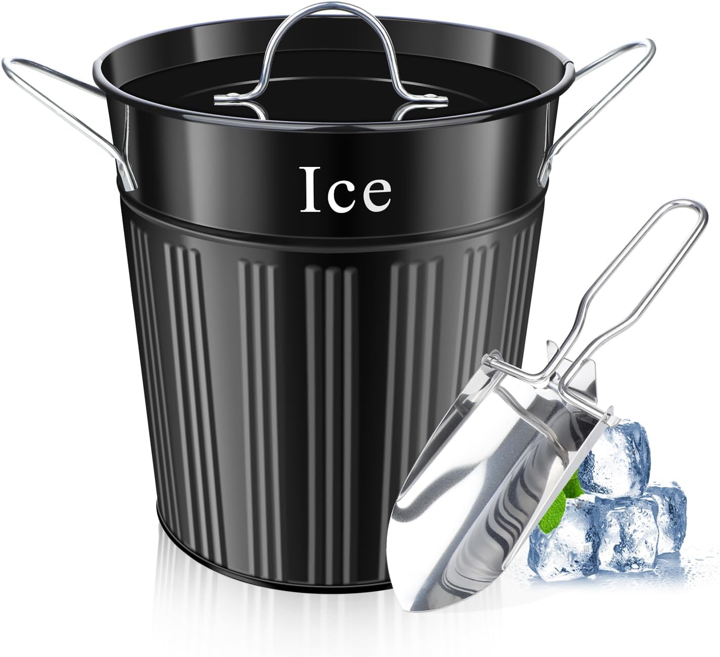 Amazon.com: New Ice Bucket with Lid 3.5 Qt. Metal Ice Bucket for ...