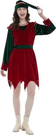Wabolay - Disfraz de elfo para mujeres adultas, traje de Navidad, 2 ...