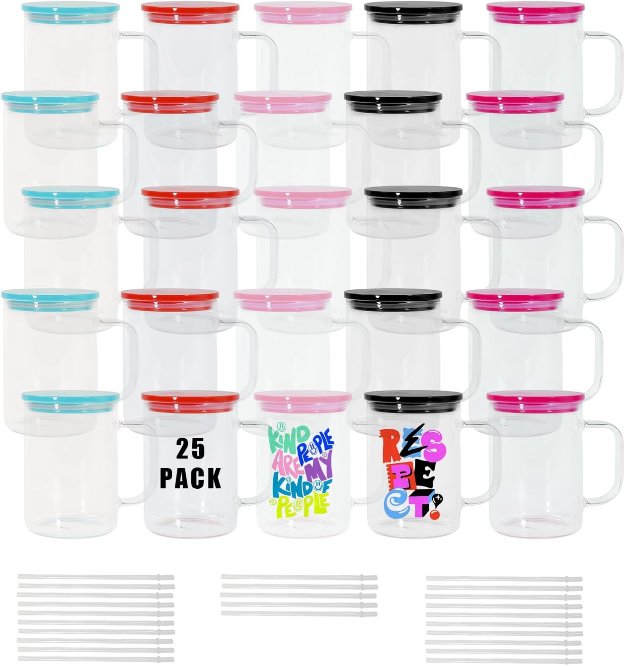 Amazon.com | 25 Pack Sublimation Glass, 17 oz Sublimation Blanks Clear ...