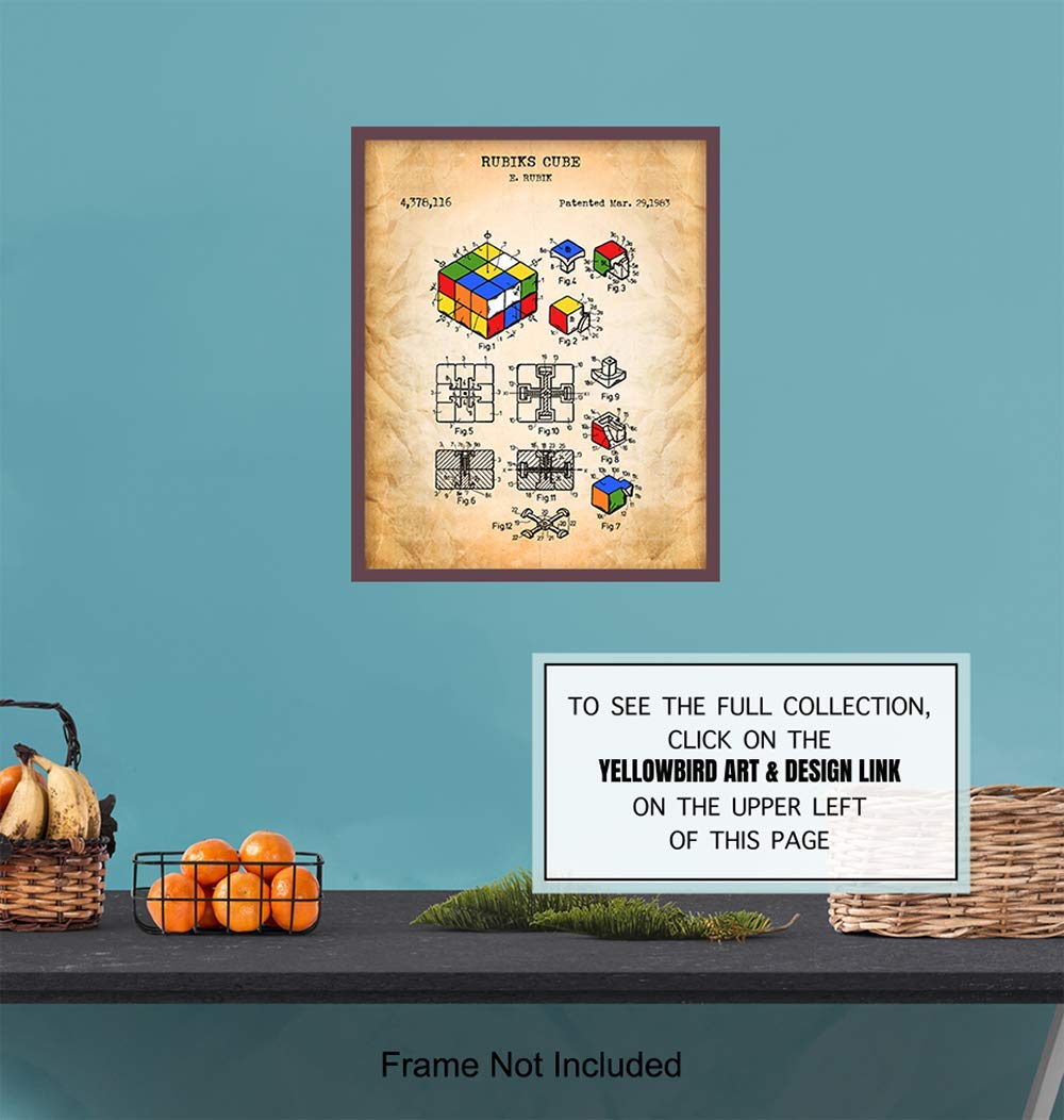 Rubiks Cube Vintage Wall Art Poster – 8×10 Patent Art Print – Chic ...