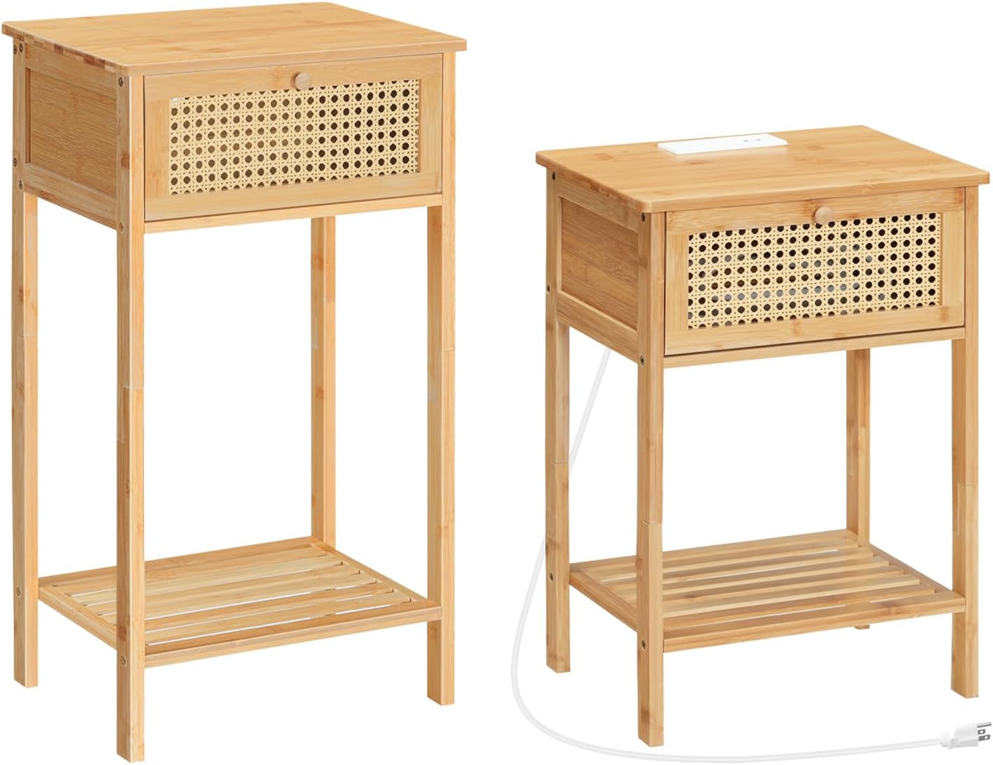 Amazon.com: HOOBRO Bamboo End Table with Charging Station and Bamboo ...