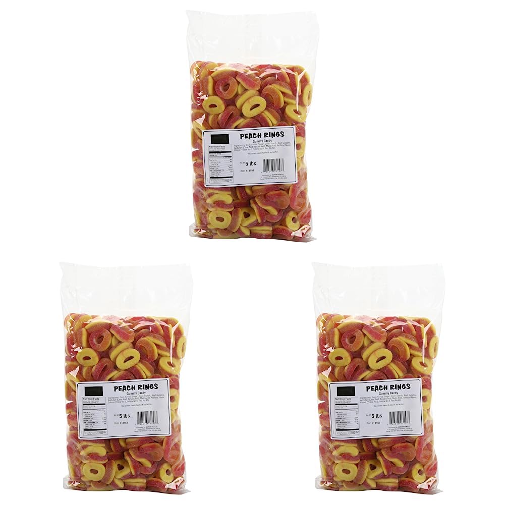 Amazon.com : Dr. Snack Gummy Candy, Peach Rings, 5 Pound (Pack of 3 ...