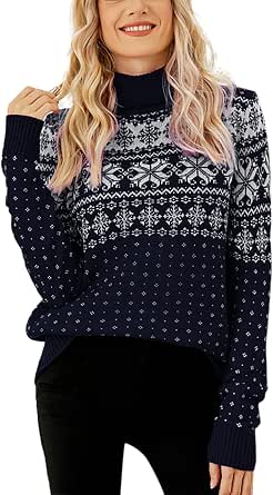 Suéter de Navidad para Mujer, Tops de Manga Larga, Cuello Redondo ...