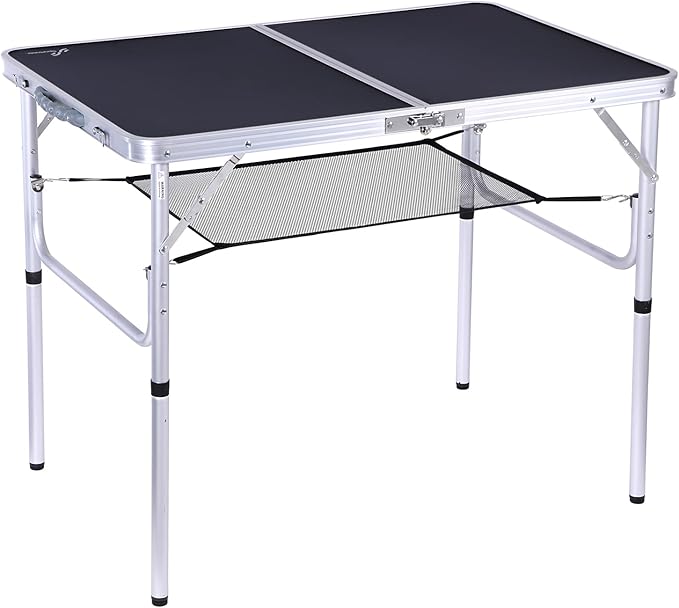 Sportneer Folding Table, Adjustable Height Camping Table with Mesh ...