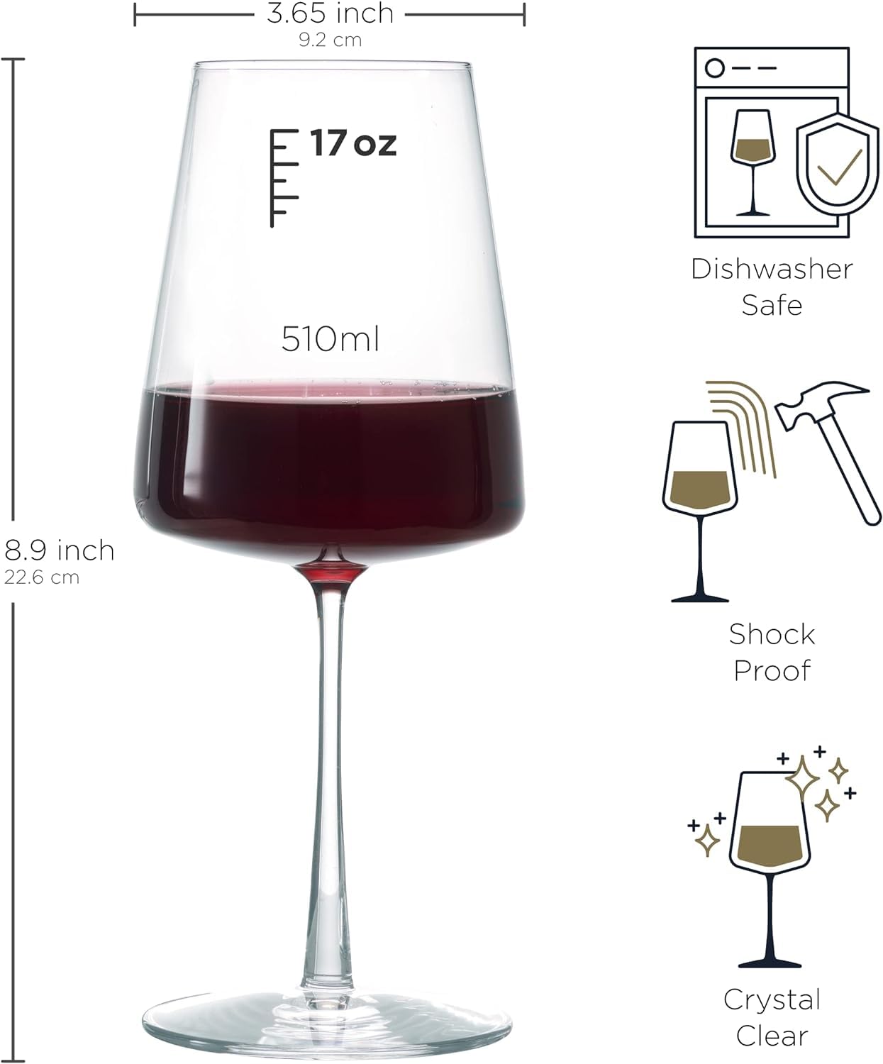 Snapklik.com : BENETI German Made Wine Glasses Set Of 2 17oz Handmade ...