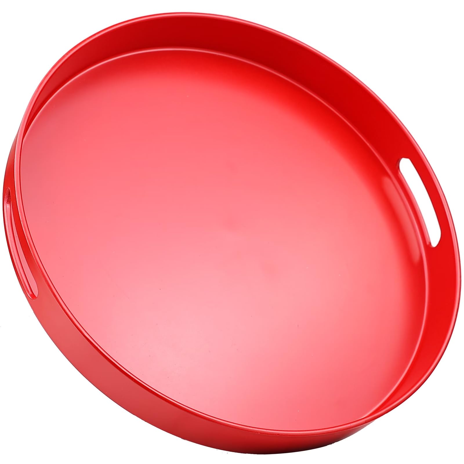 Amazon.com: SforGUVA Round Red Decorative Serving Tray with Handles, 13 ...