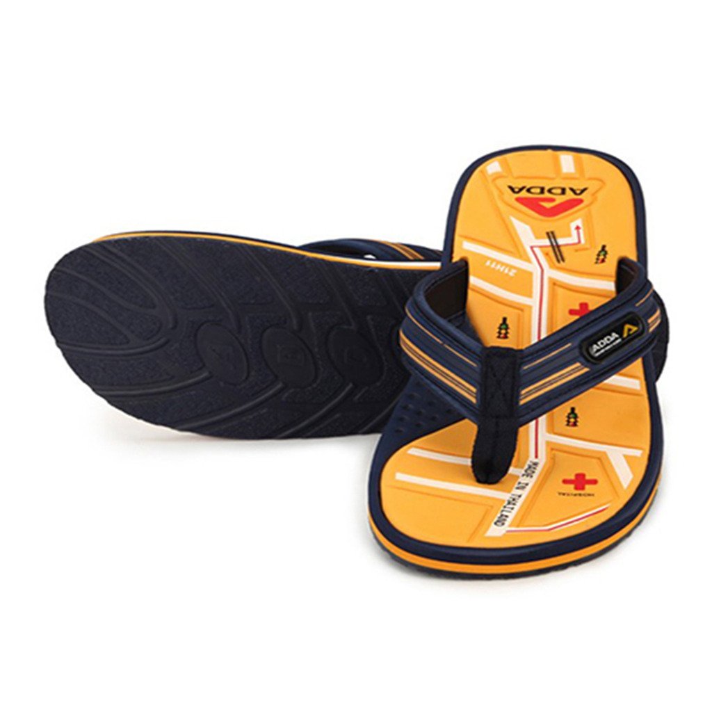 Buy Adda Men's Yellow Synthetic House Slippers and Thong Sandals 9 UK ...
