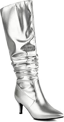 Amazon.com | RENKEMUMU Women's High Heel Wrinkled Slouchy Knee High ...