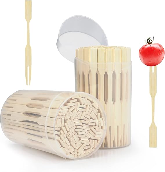 Amazon.com | 2 Packs Mini Bamboo Forks 3.5 inch, Small Forks for ...