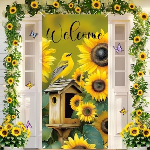 Amazon.com: Hello Spring Door Cover Seasonal Welcome Porch Sign ...