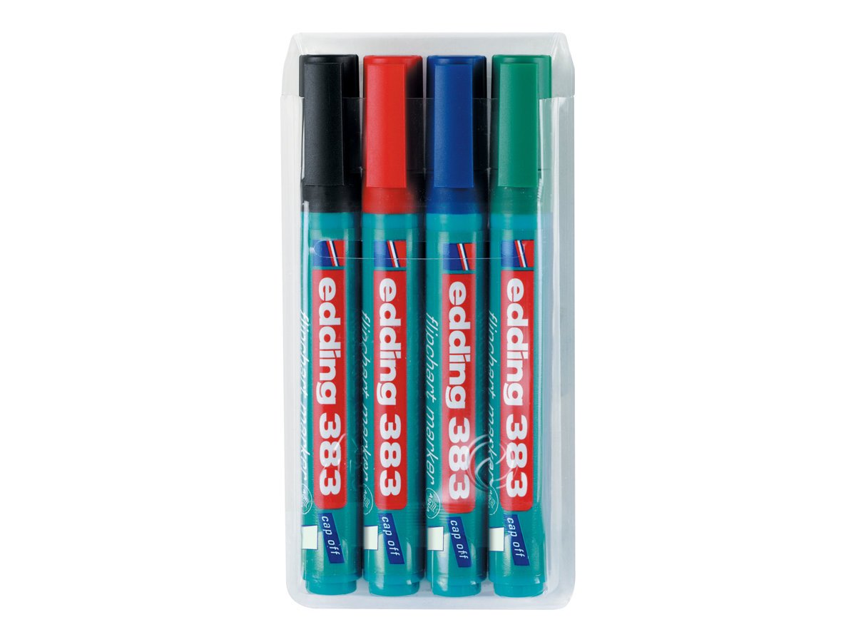 edding 383 flipchart marker - set of 4 - multi-coloured - chisel nib 1 ...
