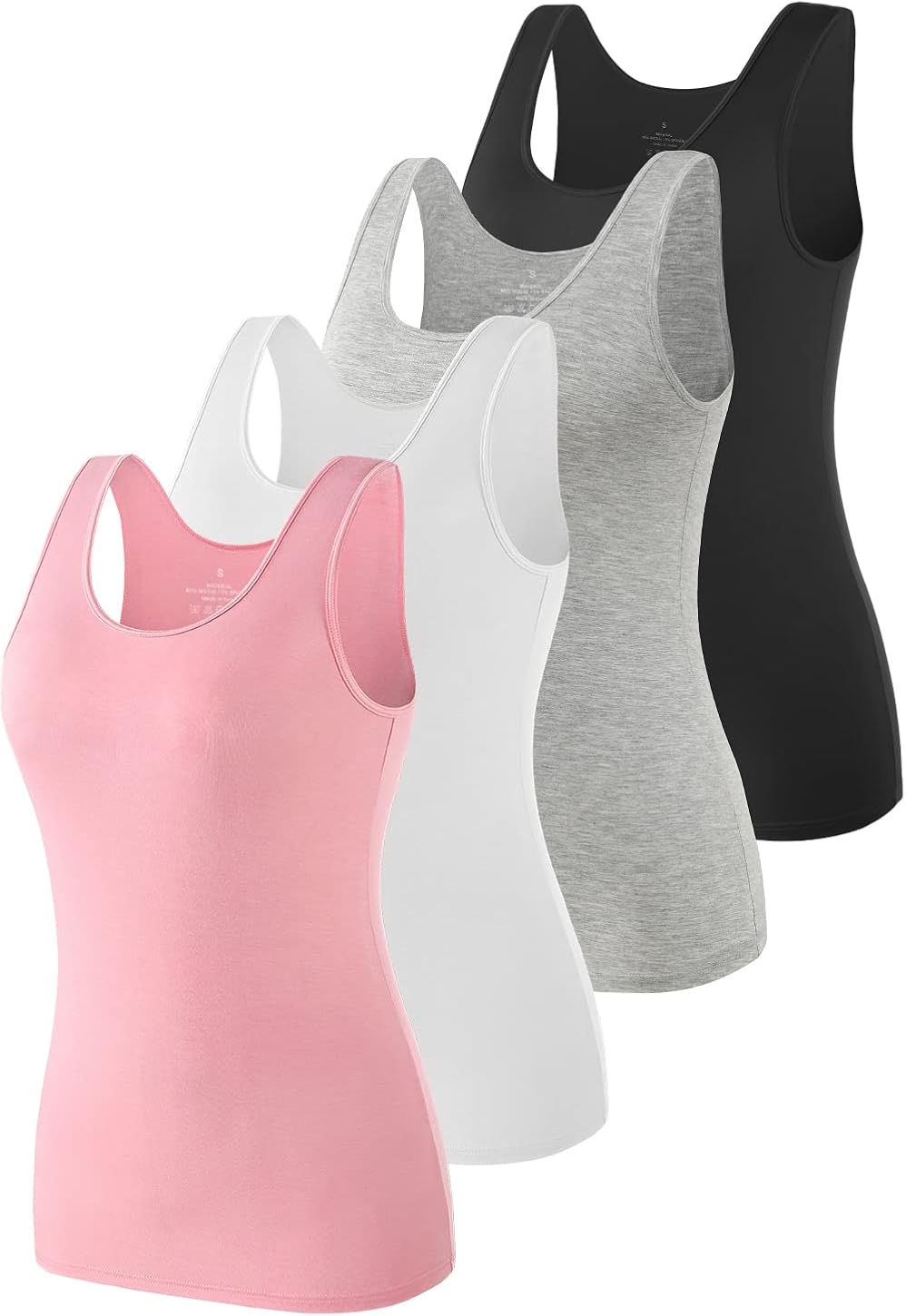 AMVELOP Elastic Tank Tops for Women Undershirts Pack of 4 Slim-Fit at ...