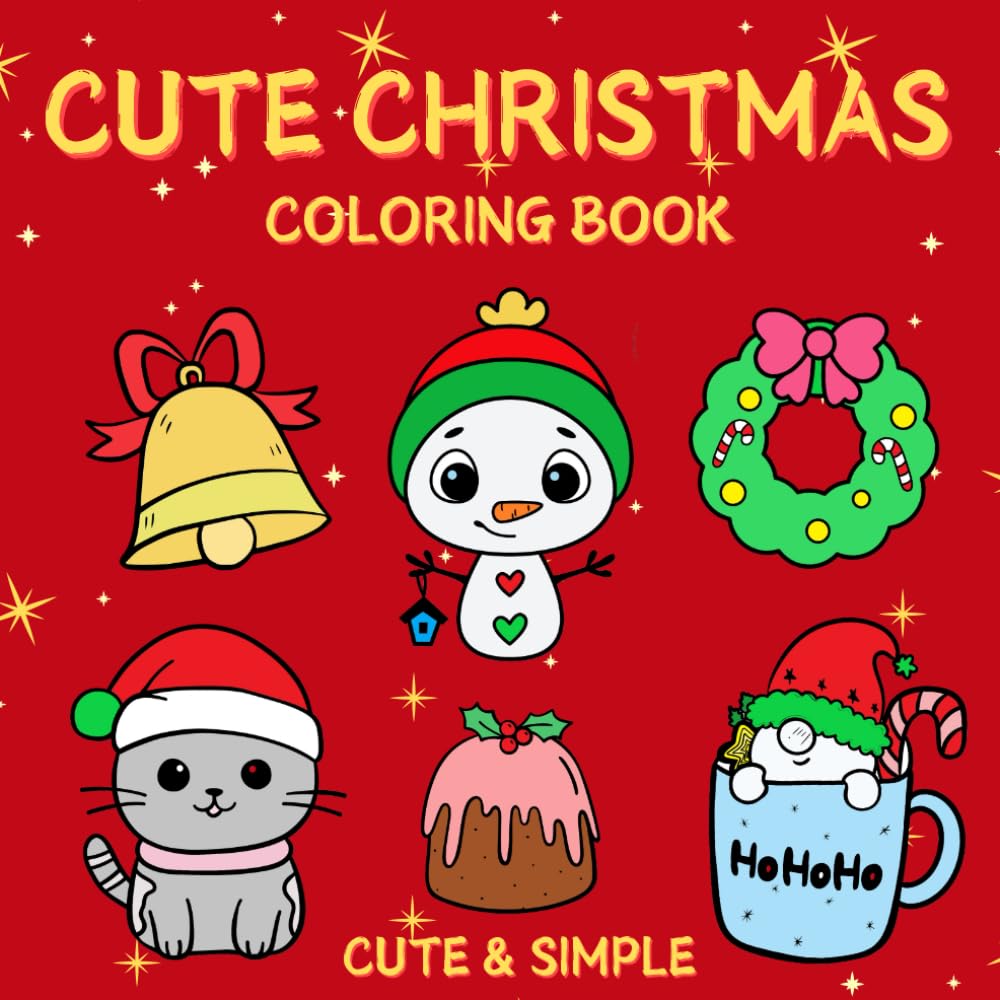 Cute Christmas Coloring Book, 30-pages of Simple Designs: Bowyer ...