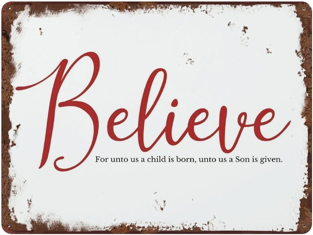 Vintage Believe Metal Signs Christmas Believe Sign Isaiah Sign ...