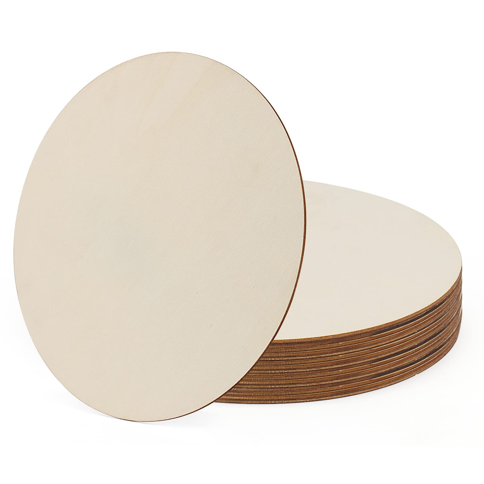 JAPCHET 20PCS 10 Inch/25cm Wood Circles, Unfinished Blank Wood Rounds ...
