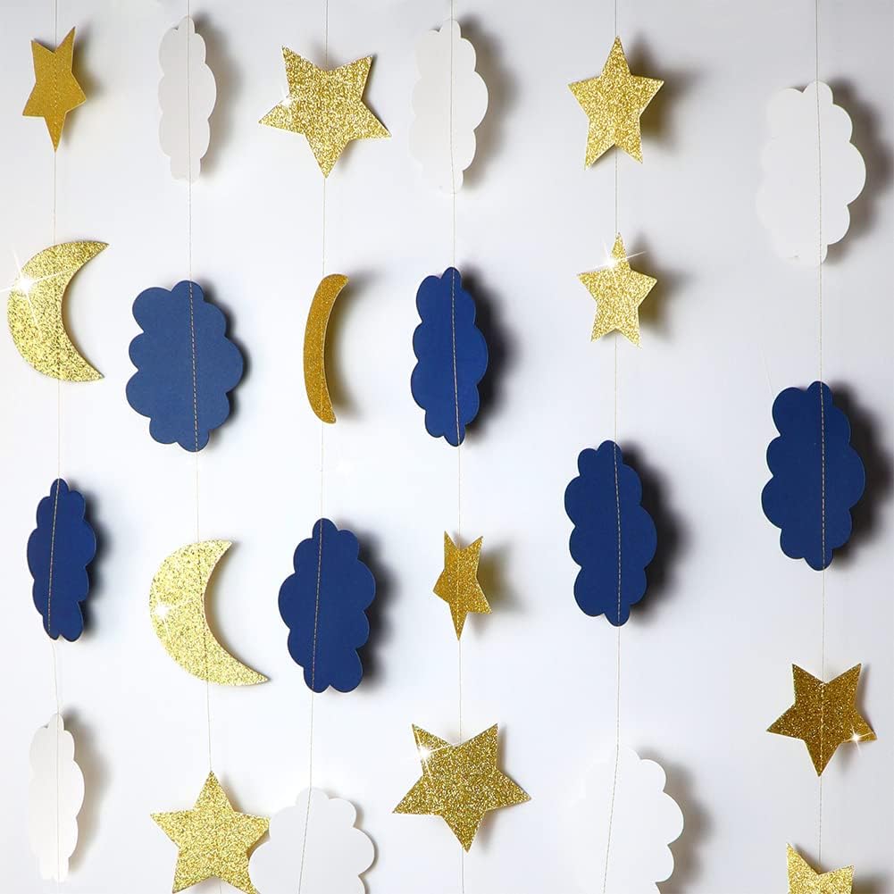 Amazon.com: Moon Star Cloud Garland Decorations for Boys Cloud ...