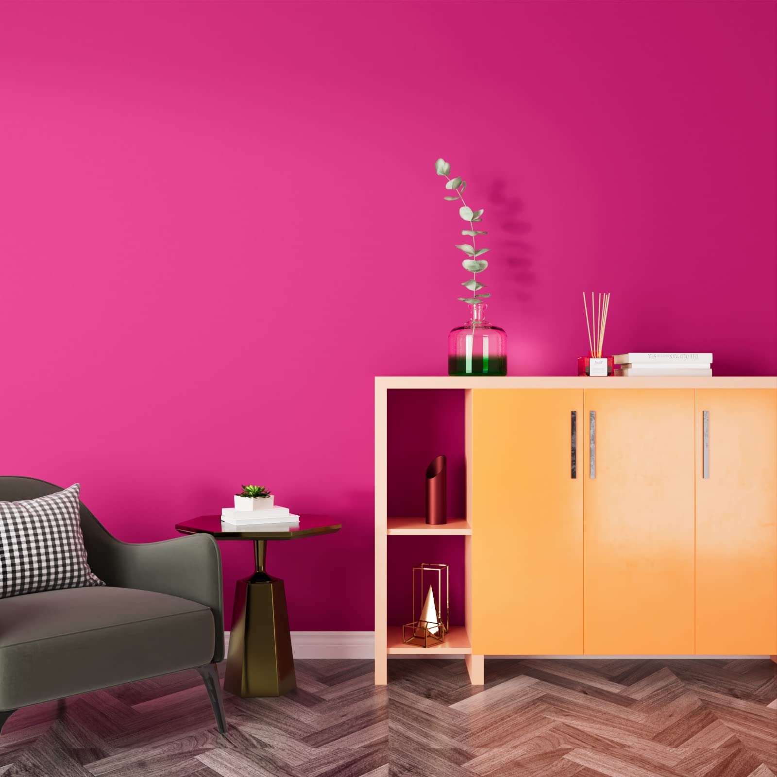 Papel Pintado Liso De Color Rosa Intenso PAPEL PINTADO IMITACIÓN LINO