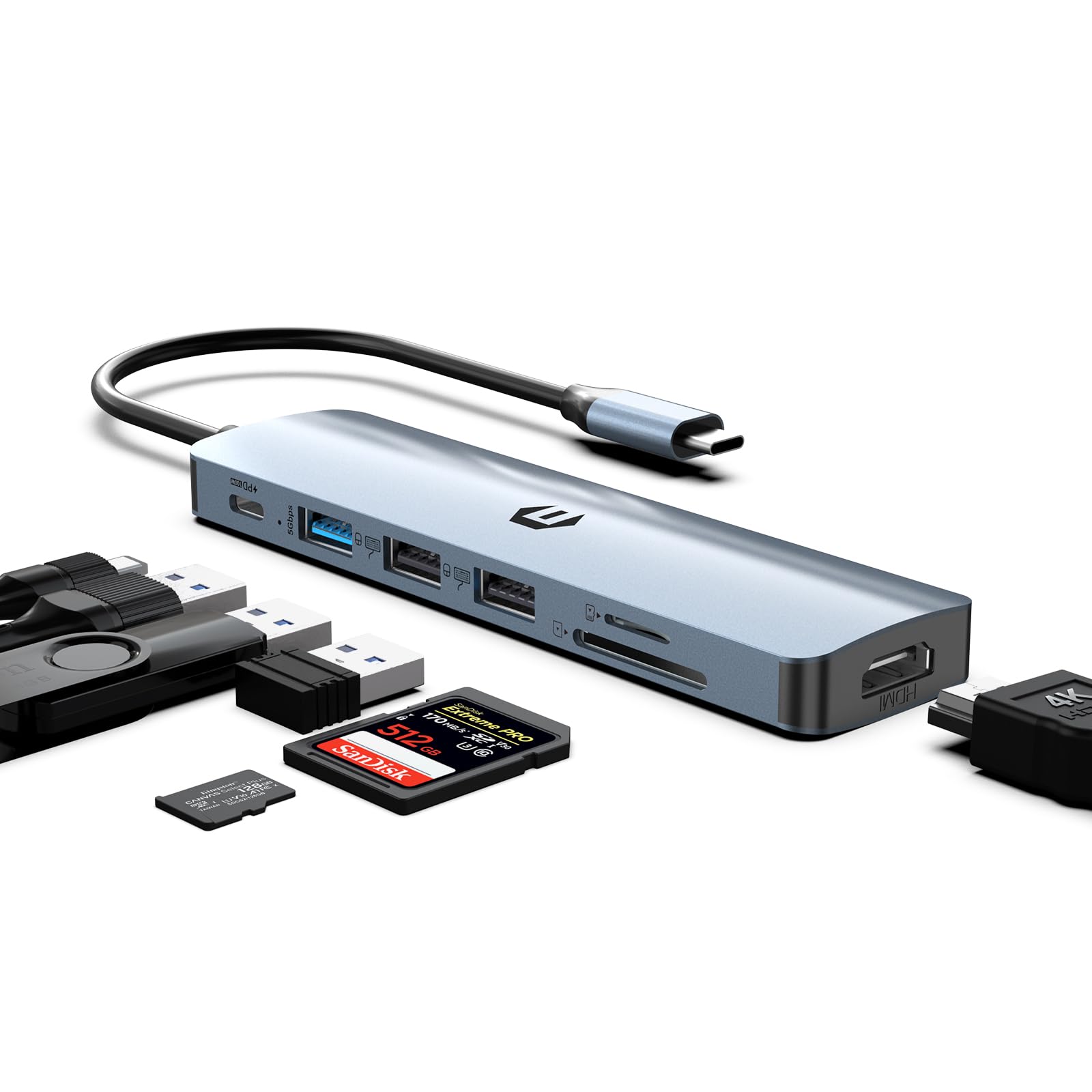 Snapklik.com : USB C HUB, 7 In 1 USB Docking Station, 4K HDMI Support ...