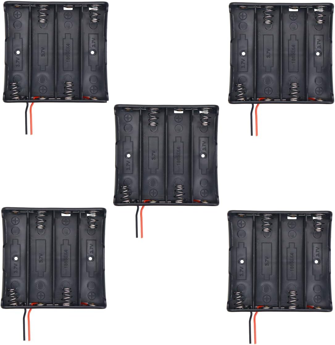 2PCS 18650 3.7V BATTERY 4 SLOTS BATTERY HOLDER BOX WITH WIRE LEADS ...