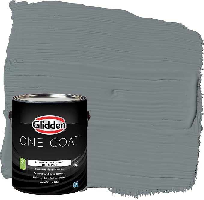 Glidden One Coat 1 gal. Garrison Gray/Grey Flat Interior Paint with ...